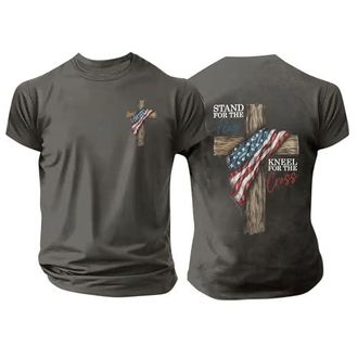 Generic T-shirt col rond T-shirts avec drapeau, t-shirt de loisirs &agrave; manches courtes d&eacute;contract&eacute; t-shirt de sport pour homme, s&eacute;chage rapide, respirant, t-shi