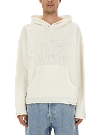 Maison Margiela Cropped Virgin Wool Logo Sweater - White