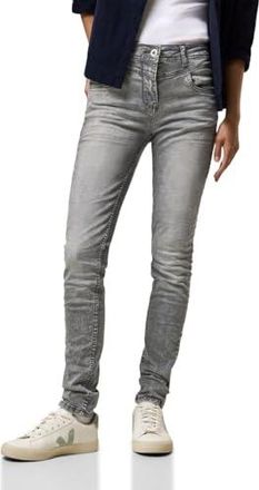 Cecil Damen B378099 Jeans Slim Fit, Light Grey Stone Wash, 36W x 30L