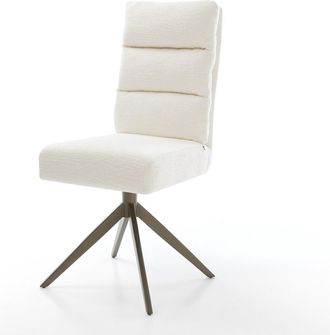 DELIFE Drehstuhl Pela-Flex Boucl&eacute; Soft Beige Kreuzgestell breit Effektfinish Titan 360&deg; drehbar Wippfunktion Taschenfederkern, Esszimmerst&uuml;hle