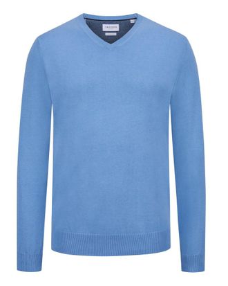 Tom Rusborg Pullover mit V-Ausschnitt aus einem Baumwolle-Seide-Mix in