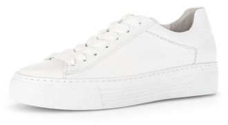 Gabor Plateausneaker GABOR FLORENZ, Damen, Gr. 36, wei&szlig;, Kalbsleder, Schuhe Plateausneaker, Freizeitschuh, Halbschuh, Schn&uuml;rschuh mit dezenten Ziern&auml;hten