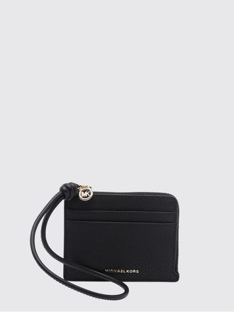 Michael Kors Porte-cartes Jet Set en cuir grain&eacute; avec logo en m&eacute;tal et fermeture &eacute;clair