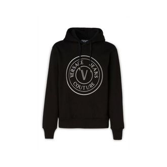 Versace Jeans Couture Homme, Sweatshirts et sweats &agrave; capuche, Noir, Taille: XS Sweat &agrave; Capuche en Coton Noir &Eacute;poustouflant