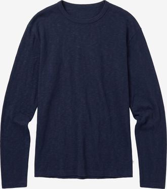 Knowledge Cotton Apparel Herren vegan Langarm T-Shirt Slub Nachtblau