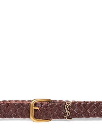 Saint Laurent Mens Belt Cassandre Burnt Chocolate Calfskin Brown