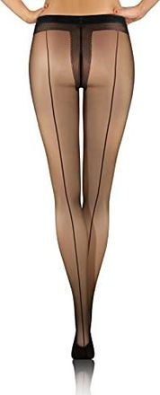 Sesto Senso 1 Paire Collants Couture Arrière Femmes Transparent 20 Den Invisible Noir Black XL