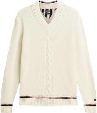 Tommy Hilfiger Pull col V en laine m&eacute;lang&eacute;e