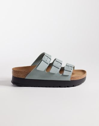 Birkenstock Florida III Flex - Sandales &agrave; plateforme - Sauge pur-Bleu