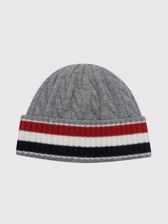 Thom Browne Bonnet en laine vierge &agrave; rayures avec revers et &eacute;tiquette logo