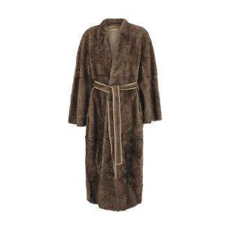 Nour Hammour Nour Hammour - Evita Shearling Coat - Femme - Manteaux - Brun - Taille: 38 FR