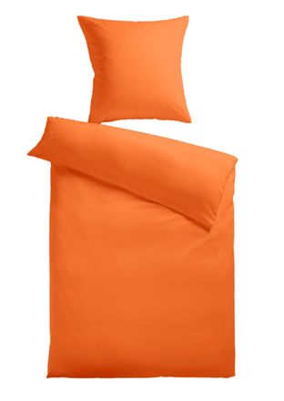 Mesana Kinzler B-10000/09 hochwertige Baumwoll-Satin Bettwäsche Uni, modern, 80x80 + 135x200 cm, orange