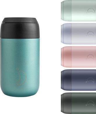 Chilly's Serie 2 Isolierter Kaffebecher - Doppelwandige Tasse mit Deckel - BPA-Freier Edelstahl - Atlantis, 340ml