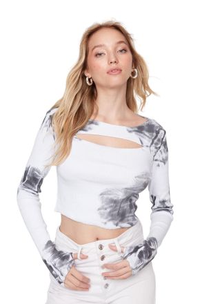 Trendyol Trendyol Womens U-Boot Unifarben Regular Bluse T-Shirt, Multi-Color, L