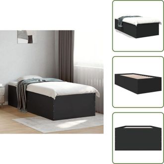 vidaXL The Living Store - Bettgestell Schwarz 90x190 cm Holzwerkstoff - Bettes Gestell - Doppelbett - Holzrahmen - Schwarzes Bett - Modernes Bett