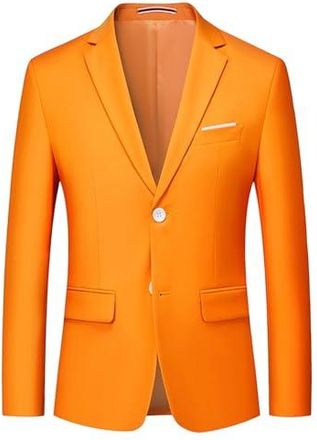 Generic Veste de costume simple pour homme - Couleur unie - Pour mariage - Version formelle - Manteaux et blazer de sport, Orange, 6XL