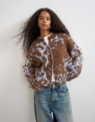Topshop gilet en maille coupe carr&eacute;e &agrave; fleurs multicolore