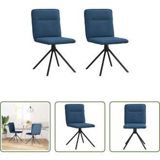 vidaXL Stuhl - Esszimmerst&uuml;hle 2 Stk. Blau Stoff