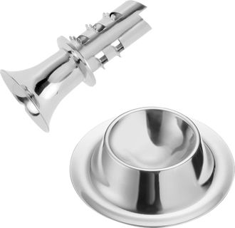 Westmark Set: 1 Zitronenausgießer/Mini-Entsafter + 1 Ständer/Halterung, Rostfreier Edelstahl, Silber, 629822E6