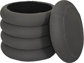 The Home Deco Factory HD0428, Grauer Atom-Aufbewahrungspouf - Elegantes und praktisches Design, multifunktionaler zusätzlicher Sitz, Größe 37 x 42 x 37 cm, Farbe Dunkelgrau