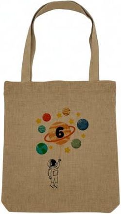 Fabulous Sac Shopping Tote Bag Aspect Lin - Astronaute 6 ans Celebration Celebration Anniversaire Espace Planete Galaxie - Sac de Courses Toile Epaisse 360g Be