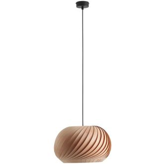 Licht-Erlebnisse Licht-erlebnisse - Lampe suspendue métal bois E27 l : 38 cm h : max. 200 cm Suspension ronde noire