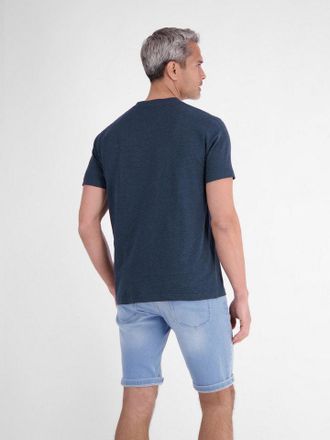 Lerros Rundhalsshirt T-Shirt aus Baumwoll-Leinen-Mix in moderner 2-Tone-Optik