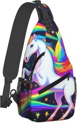 Generic Durable Sacoche Homme Bandouliere Mers Rainbow color&eacute;es de lespace Sac &agrave; Bandouli&egrave;re Casual Sling Sac &agrave; Dos pour Randonn&eacute;e Homme Femme