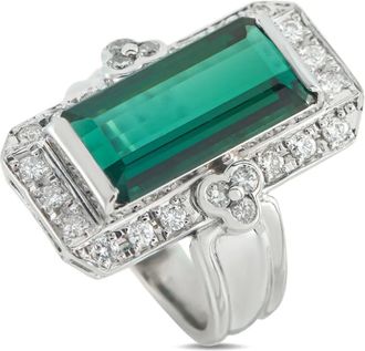 Luxury Bazaar bague en platine sertie de tourmaline et de diamant - Argent