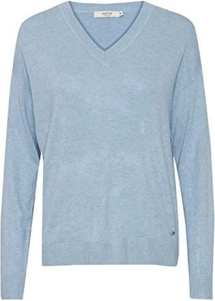 Oxmo OXHelle - 21800078-ME Pull en tricot fin pour femme, Blue Bell Melange (1441211), M