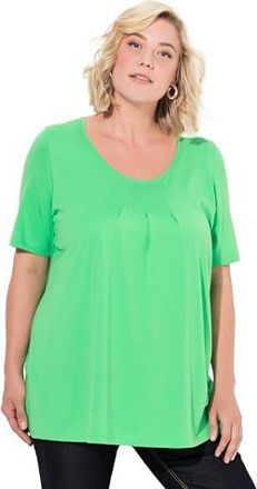 Ulla Popken Femme Grandes Tailles T-Shirt, Plis, Ligne A, Manches Courtes Menthe Verte 54+ 796473438-54+