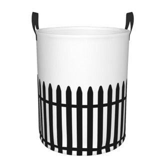 Generic Schwarzer Holzzaun W&auml;schesammler Rund Korb W&auml;sche Stehender W&auml;scheeimer F&uuml;r Decken Spielzeug W&auml;schekammer