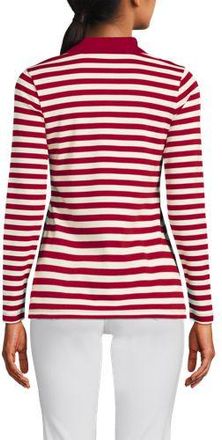 Lands End Supima-Poloshirt mit langen Ärmeln, Damen, Größe:40-42 regular, Rot, Baumwolle, by Lands End
