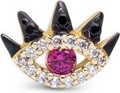 Singularu Boucle doreille Unique Oeil Multicolore. Laiton avec Plaqué Or 18Kt. Motif OEil et Détails Zirconias. Bijoux pour Femme