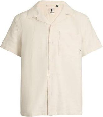 Faguo Chemise droite manches courtes en coton m&eacute;lang&eacute;