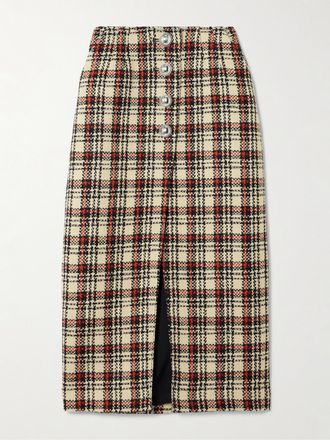 Paco Rabanne Midirock Aus Tweed Aus Einer Wollmischung Mit Karomuster - Braun