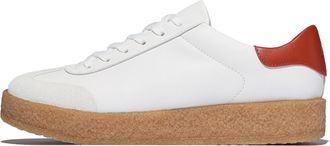 FitFlop Womens Rally T-Toe Leather Crepe Sneakers, Urban White/Terracotta, 38 EU, Urban White Terracotta, 38 EU