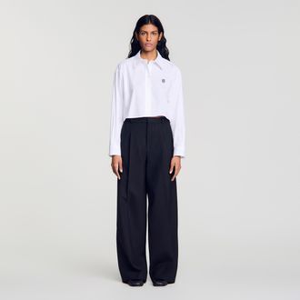 Sandro Pantalon large &agrave; rayures