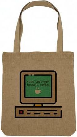 Fabulous Sac Shopping Tote Bag Aspect Lin - Sudo apt-get install coffee Caf&eacute; Informatique Ordinateur - Sac de Courses Toile Epaisse 360g Beige Naturel Cabas Po