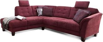 Cavadore Cavadore Ecksofa Trond mit Ottomane links / Federkern-Sofa im Landhausstil mit 2 Kopfstützen und Vorziehsitz mit Bettkasten / 260 x 89 x 214 / Webstof