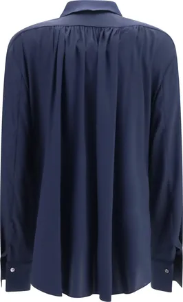 Ella Silk with Back Gathering Shirt - Navy