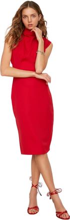 Trendyol Damen Black Steile Collar Dress, Rot, 38 EU