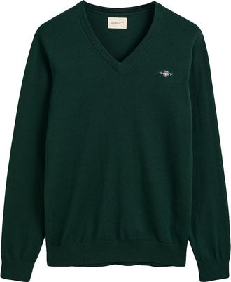 GANT Herren Classic Cotton V-Neck Pullover, Tartan Green, XXL