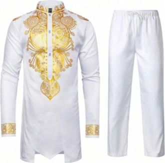 Generic Herren Kaftan Muslim Langarm Thobe mit Hosen Ihram Kleider Gebetskleidung f&uuml;r M&auml;nner Arabische Kleidung Kaftan Abaya Islamisch T&uuml;rkisches Dubai Robe L