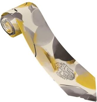 Generic Cravate, fleur jaune-gris, Classique Cravate Homme, Extra Long Cravates en soie pour D&eacute;contract&eacute;, Accessoire Chemise, C&eacute;r&eacute;monie