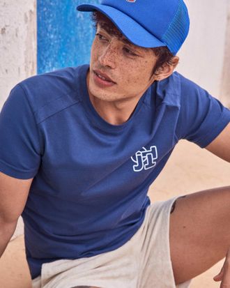 Jott T-shirt col rond homme en coton Marine Pedro mono - Taille 3XL