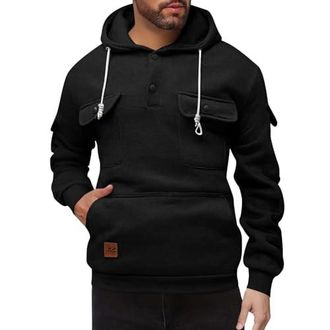 Generic Sweat à capuche pour homme - Veste militaire cargo - Style décontracté - Manches longues - Style décontracté - Uni - Plusieurs poches - Confortable - 