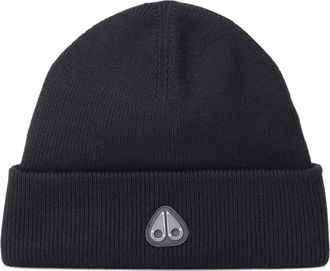 Moose Knuckles Homme, Accessoires, Noir, Taille: ONE Size Parnis Beanie avec Patch Logo