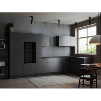 Respekta L K&uuml;che Leerblock Winkelk&uuml;che Grau Matt Grau 370 x 172 cm Respekta