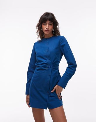 Asos Robe chemise à col asymétrique - Bleu marine